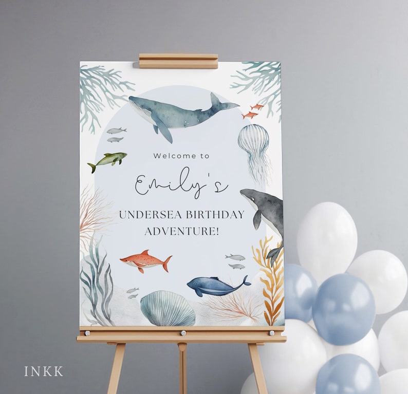 Sea Creatures Birthday Welcome Sign, First Birthday Welcome Sign, Party ...