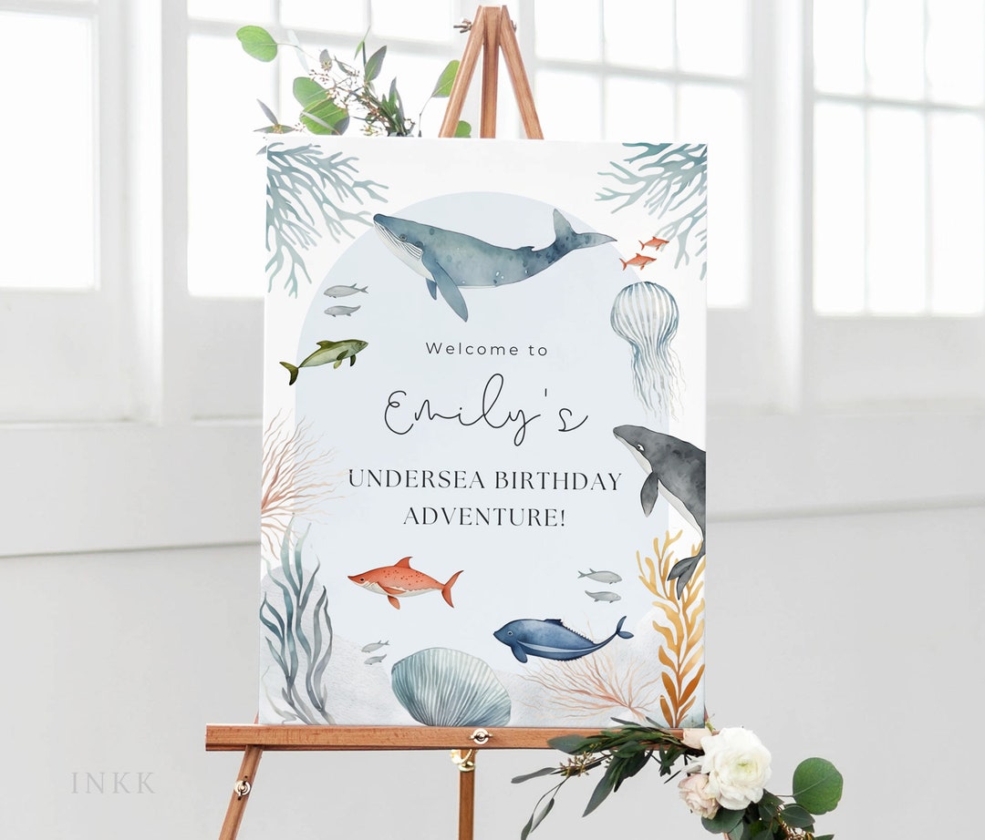 Sea Creatures Birthday Welcome Sign First Birthday Welcome - Etsy