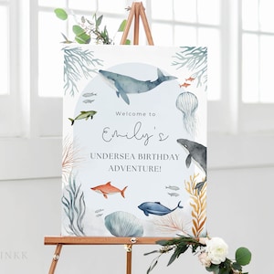 Sea Creatures Birthday Welcome Sign, First Birthday Welcome Sign, Party ...