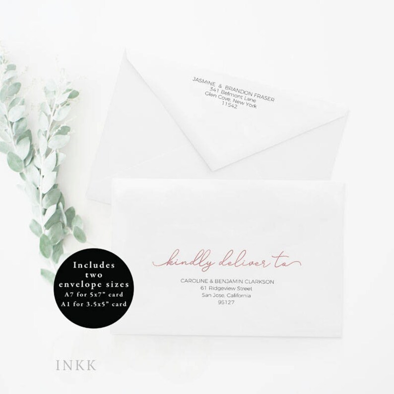 Rose Gold Printable Envelope Template Editable Envelope | Etsy
