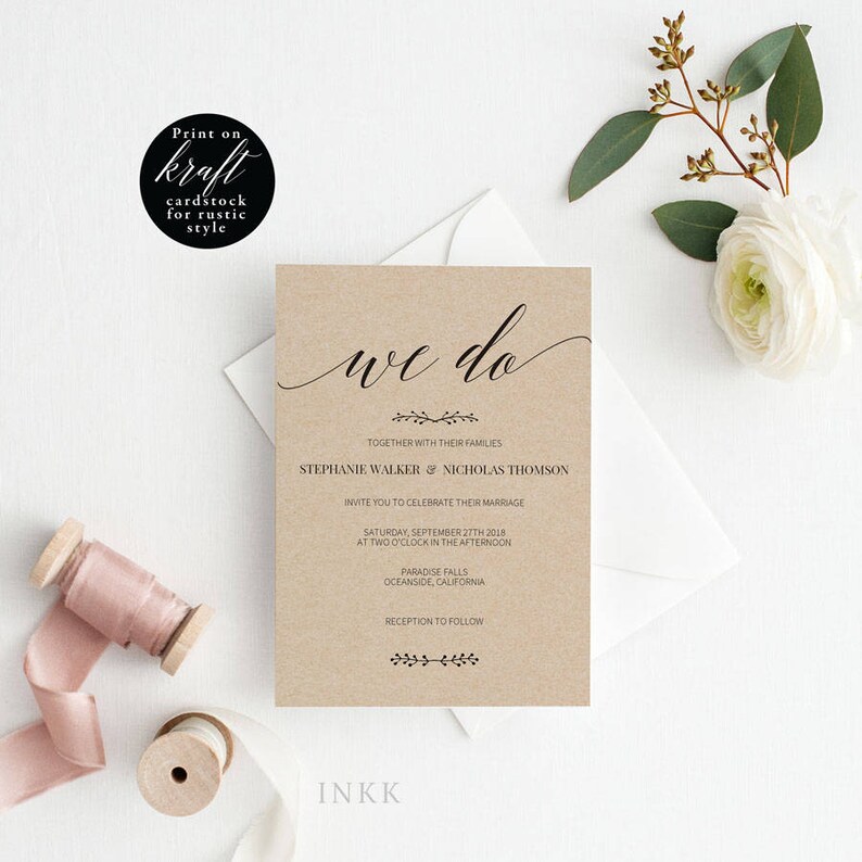Rustic Wedding Invitation Template We Do Wedding Invitation | Etsy