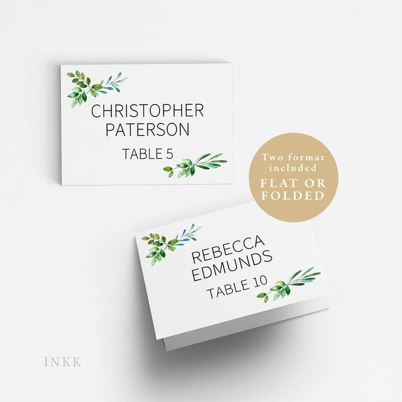 Place Card Template Wedding Place Cards Printable Flat or | Etsy