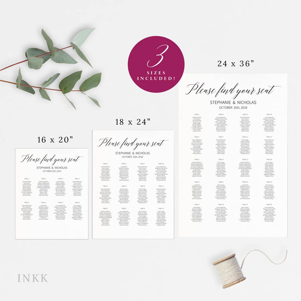 Rustic Wedding Seating Chart Template Seating Chart | Etsy