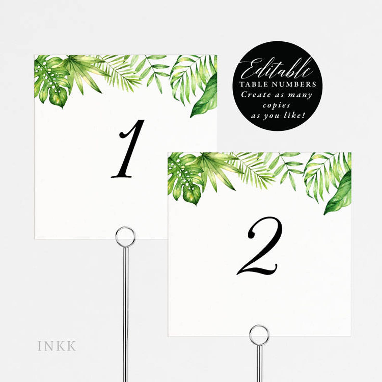 Tropical Wedding Table Numbers Printable Table Number | Etsy