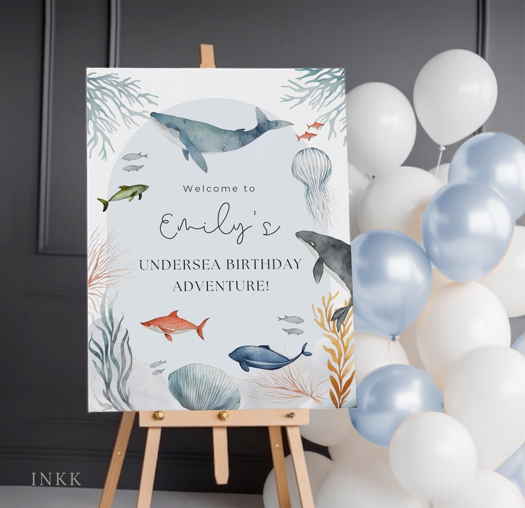 Sea Creatures Birthday Welcome Sign, First Birthday Welcome Sign, Party ...