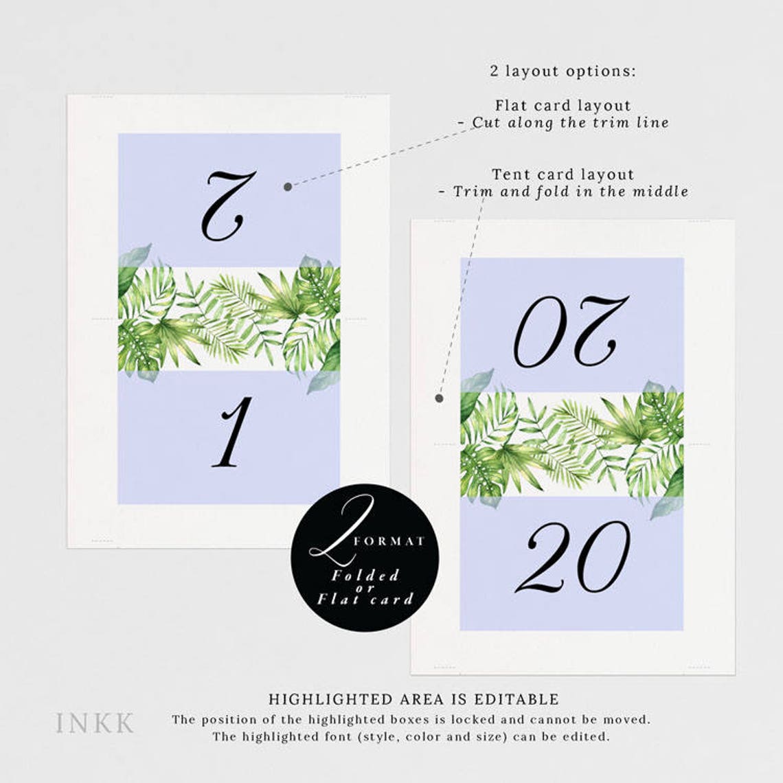 Tropical Wedding Table Numbers Printable Table Number | Etsy