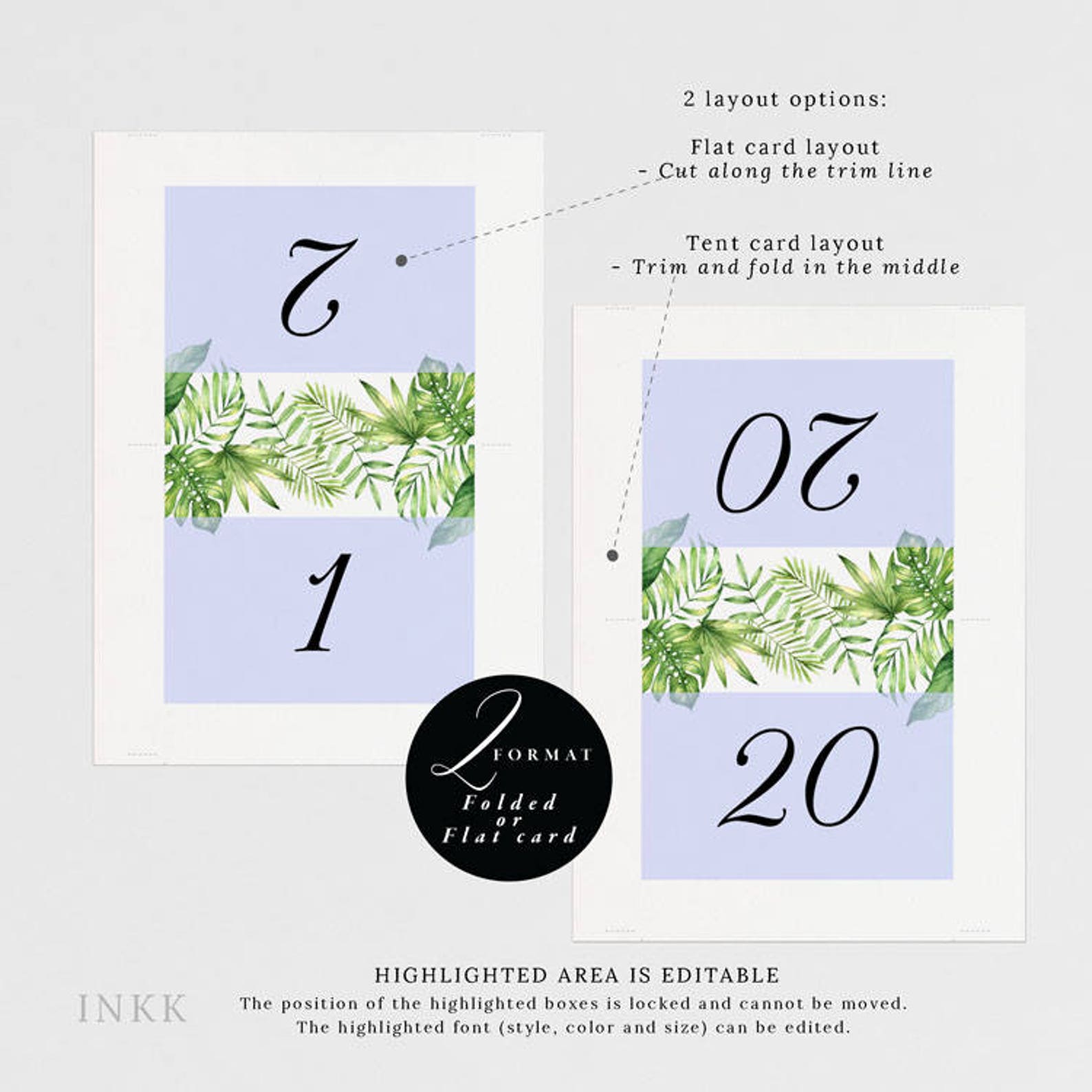 Tropical Wedding Table Numbers Printable Table Number | Etsy
