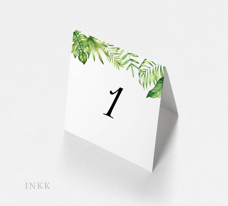 Tropical Wedding Table Numbers Printable Table Number | Etsy