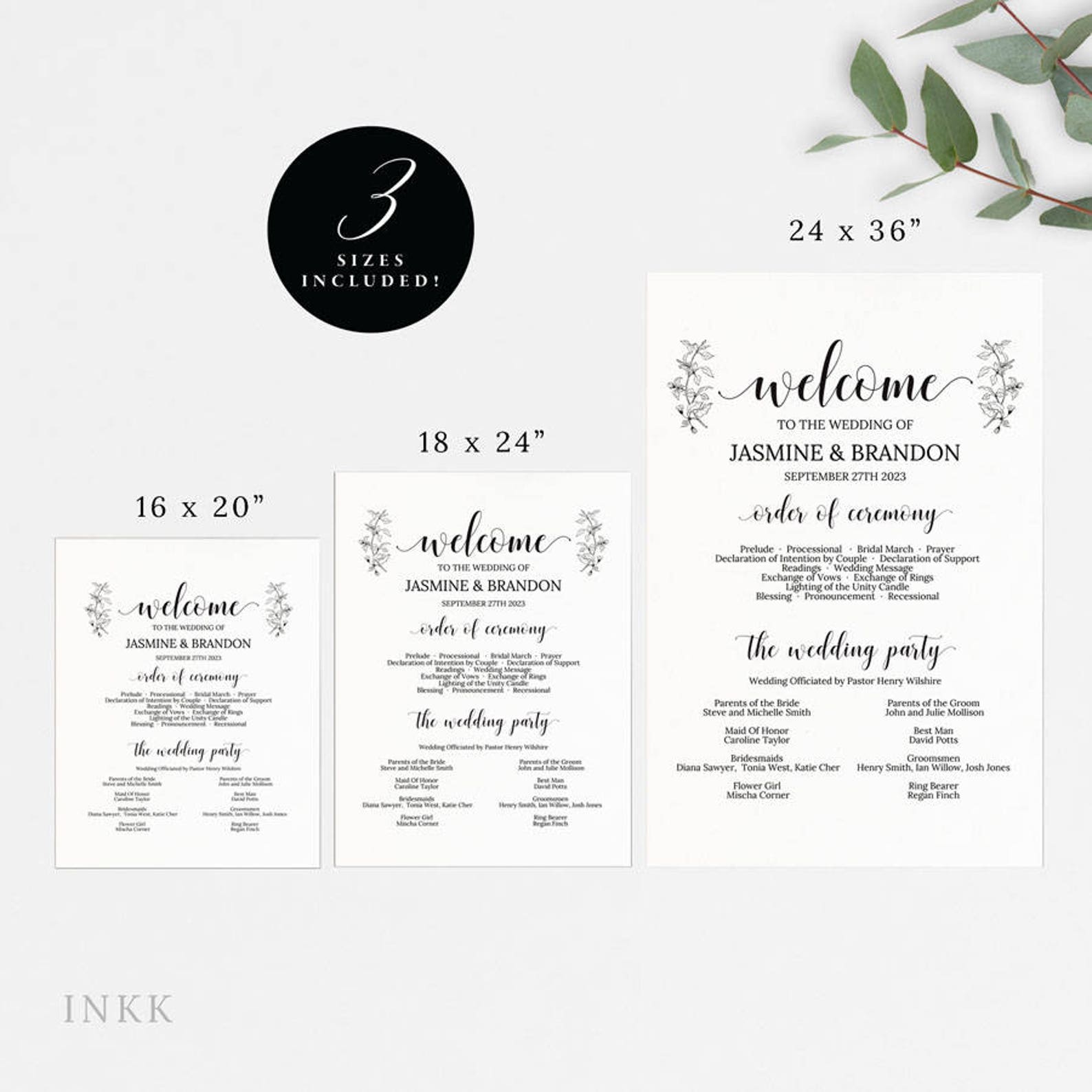 Wedding Program Sign Template Wedding Program Poster Wedding | Etsy
