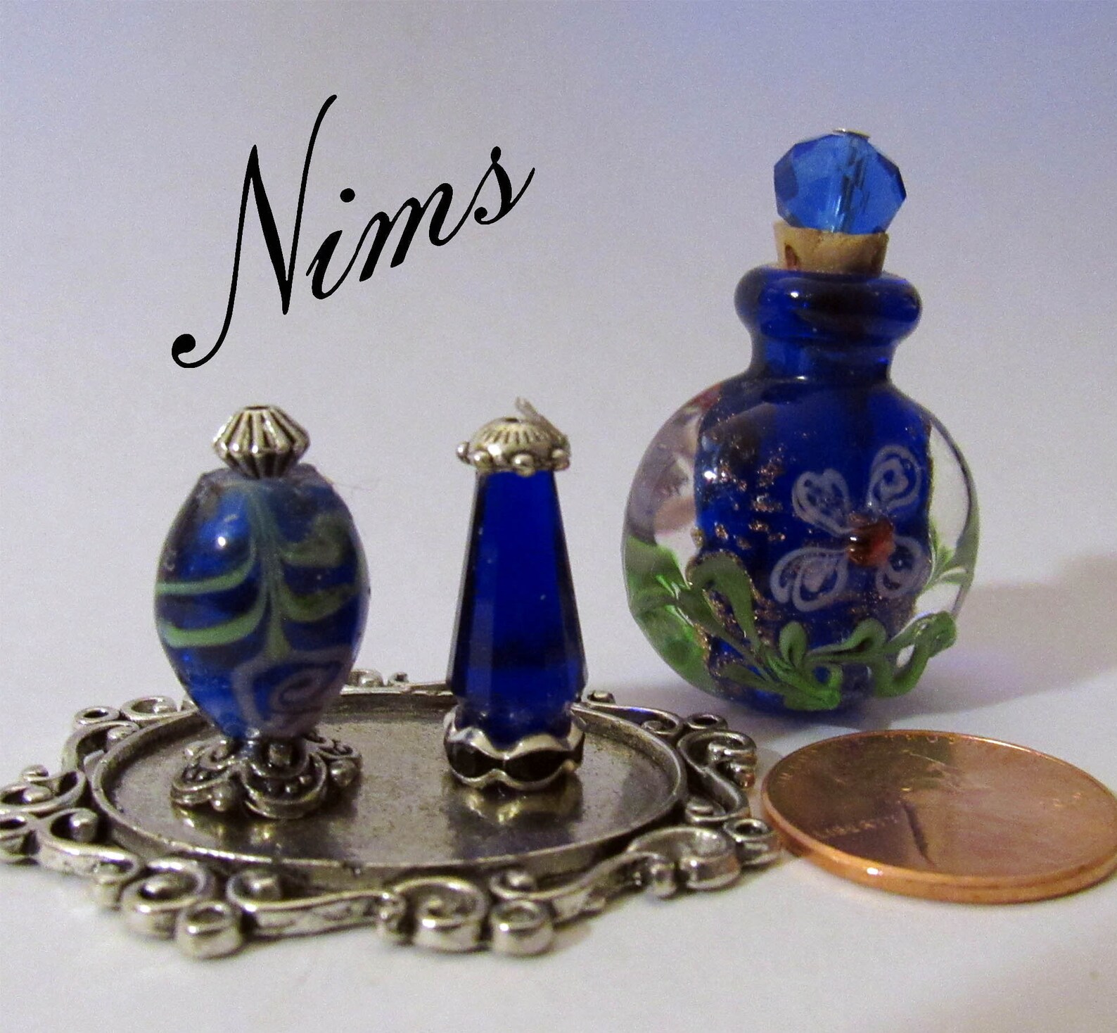 4 Piece Set With One Real Perfume Bottle Miniature Tiny - Etsy