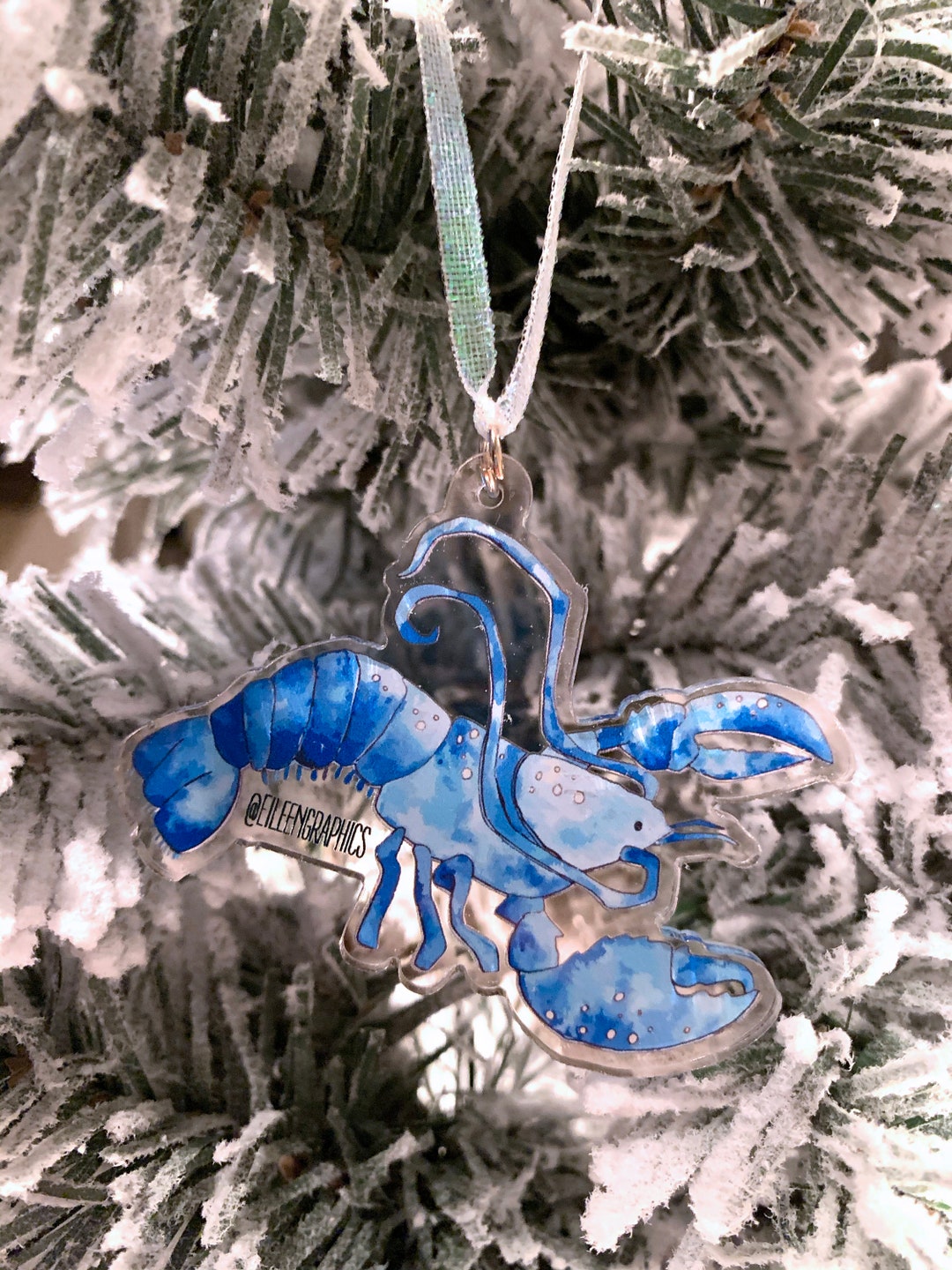 Eileen Graphics Blue Lobster Ornament | Design Made in Newport, RI | Rhode Island | Watercolor ...