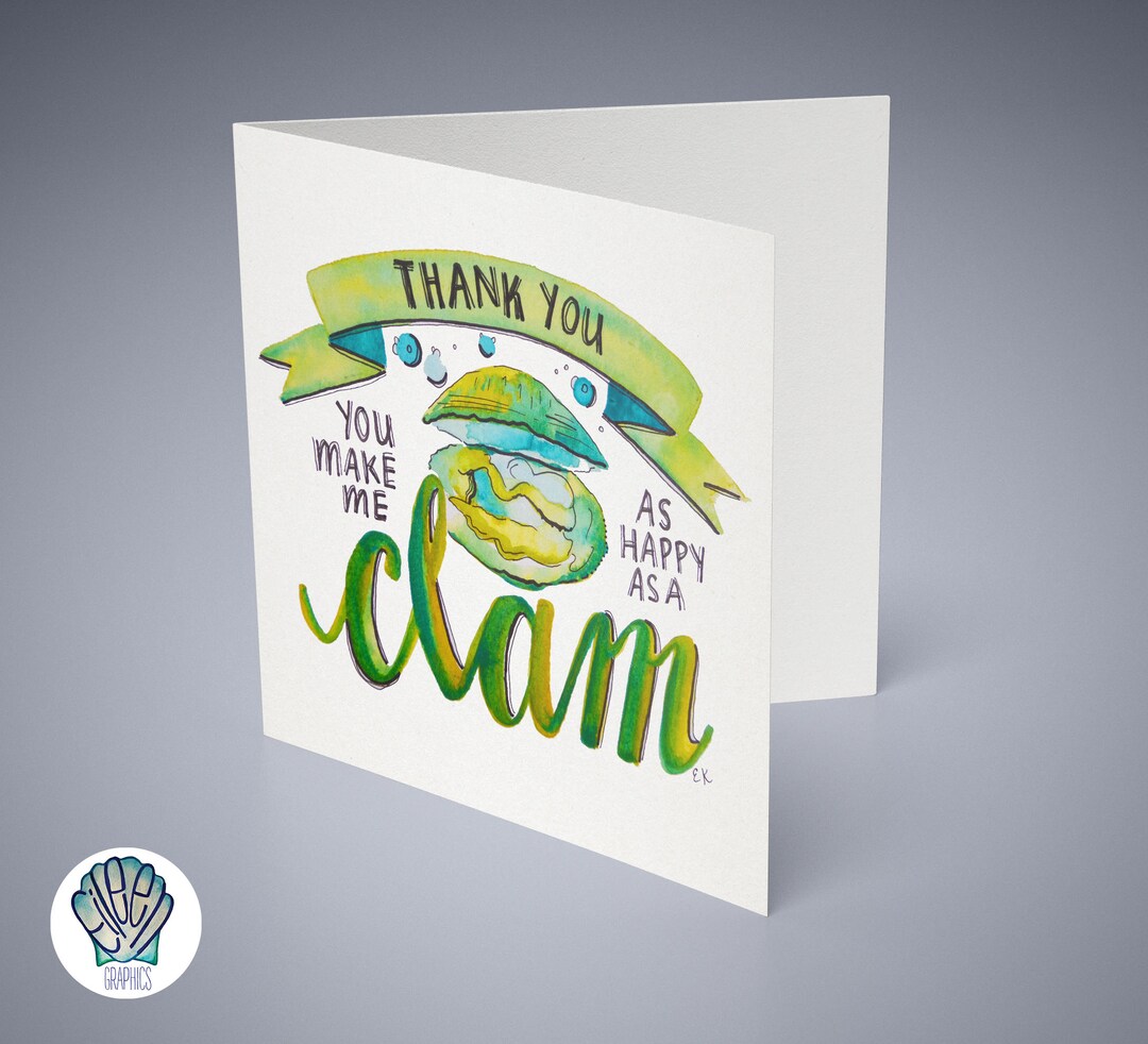 Happy as A Clam Greeting Card • Printed in RI • Thank You • Nautical ...