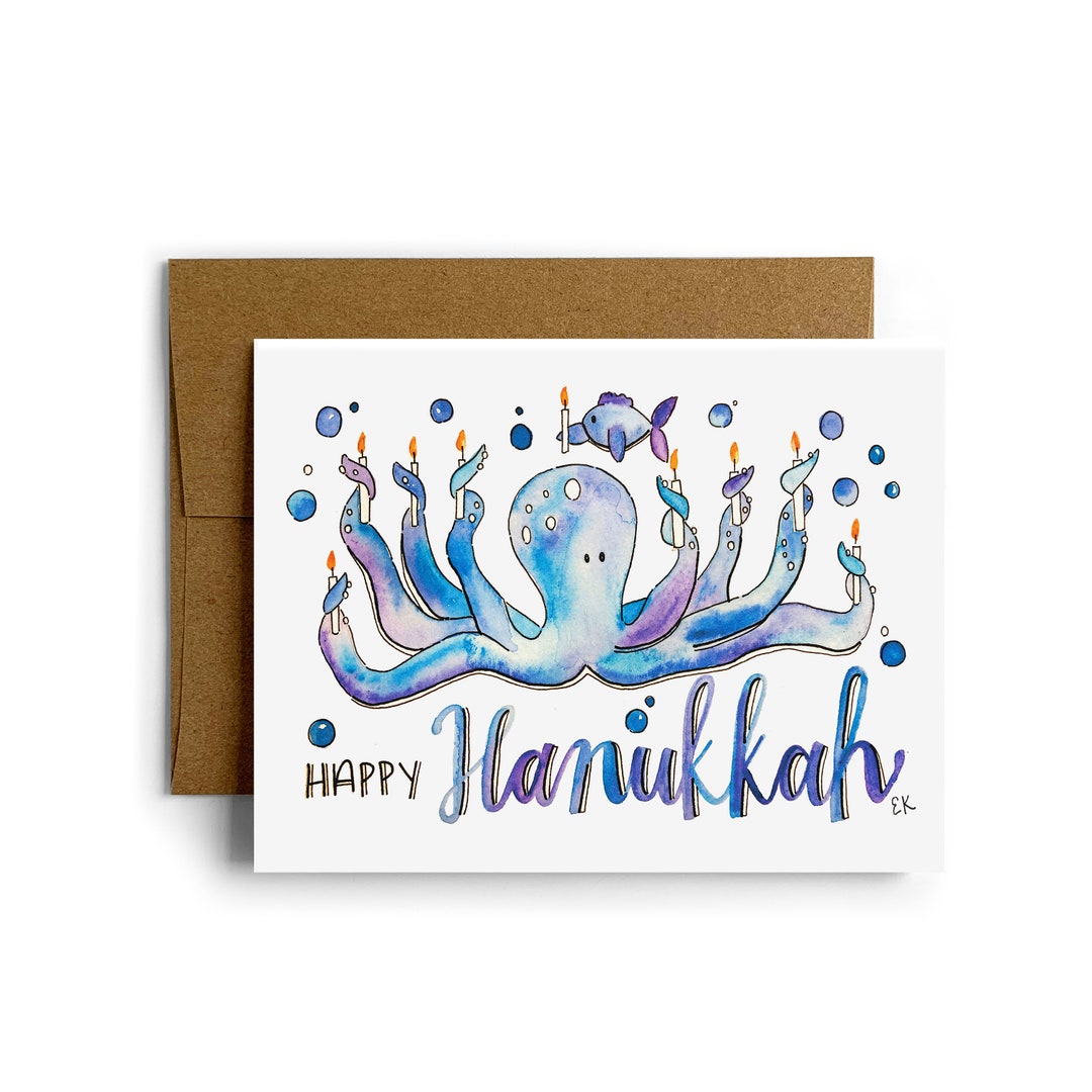 Eileen Graphics Hanukkah Octopus Greeting Card • Designed in Newport ...