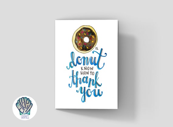 Donut Know How to Thank You Greeting Card Printed in | Etsy