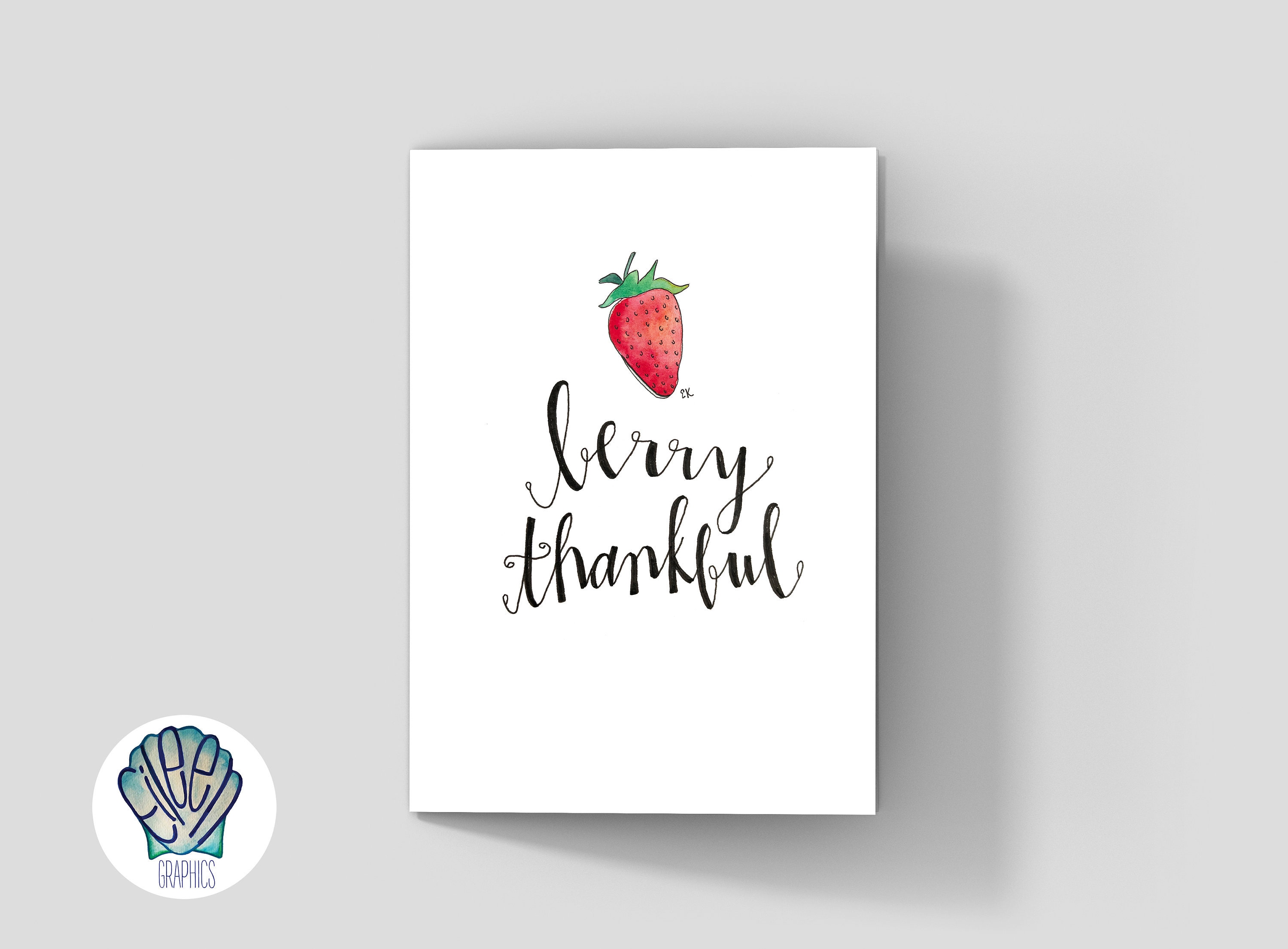 Eileen Graphics Berry Thankful Greeting Card • Printed in Newport, RI • Love • Fruit • Funny ...