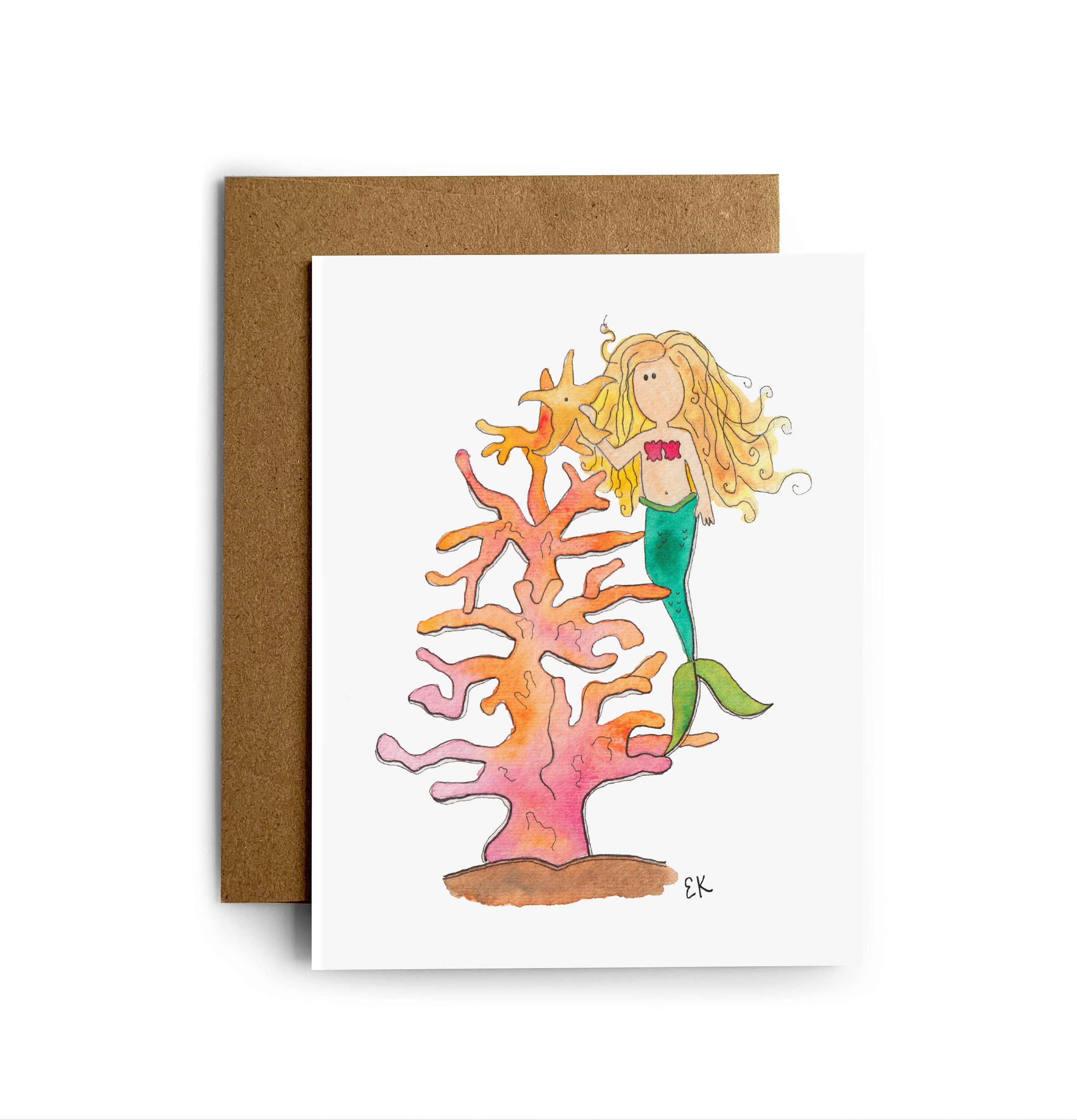 Eileen Graphics Mermaid Christmas Greeting Card • Designed in Newport, RI • Nautical ...