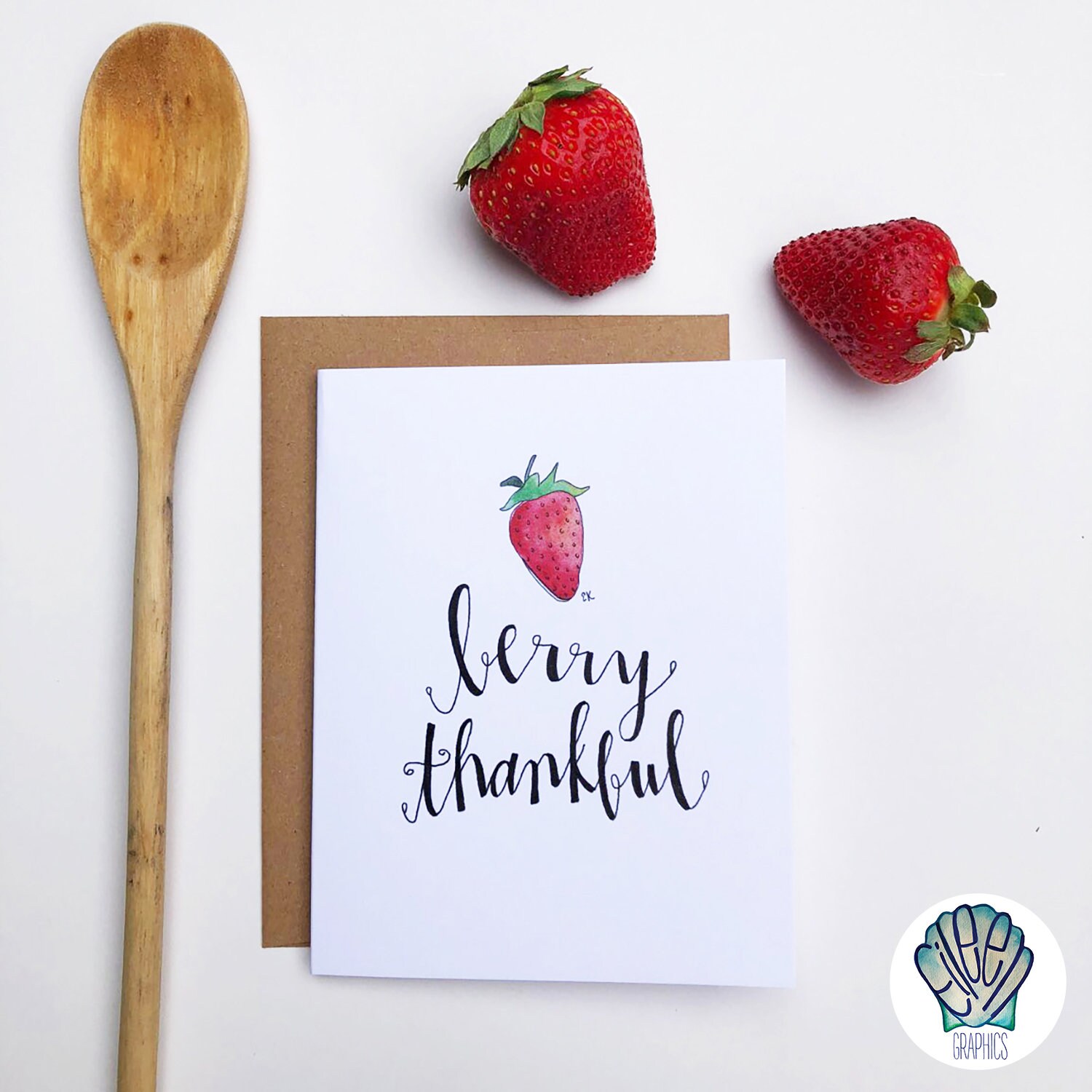 Eileen Graphics Berry Thankful Greeting Card • Printed in Newport, RI • Love • Fruit • Funny ...