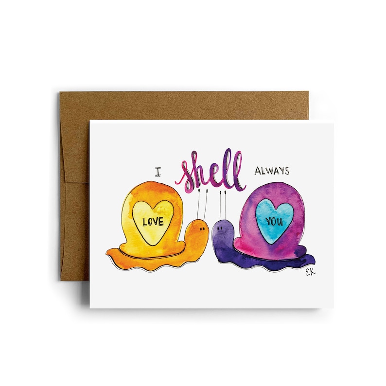 Snails Greeting Card Printed in RI Eco Hearts Bugs - Etsy