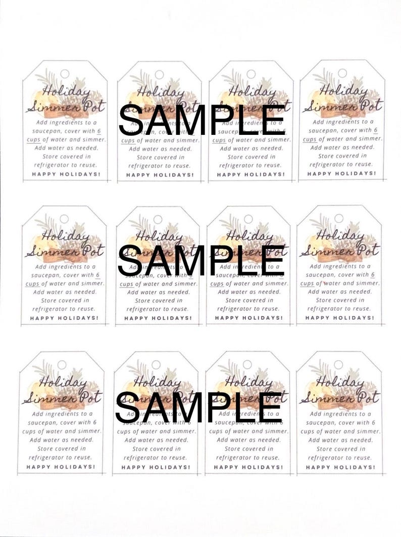 PRINTABLE Download Simmer Pot Label Template Printable Gift Tag - Etsy