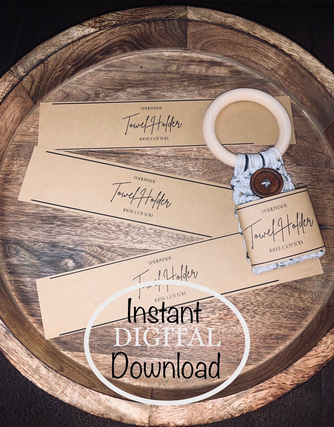 PRINTABLE Towel Holder Wrap Label for Crochet/knit Products ...