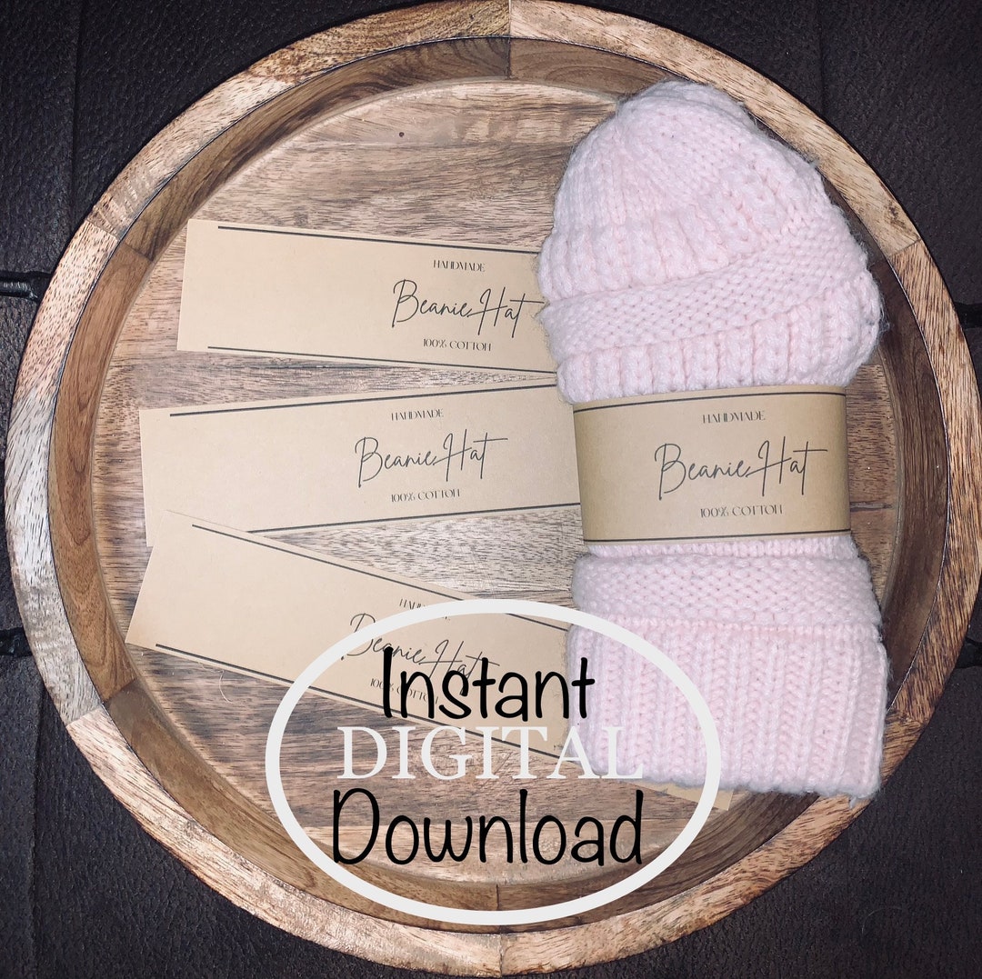 PRINTABLE Beanie Hat Wrap Labels for Crochet/knit Products Professional ...