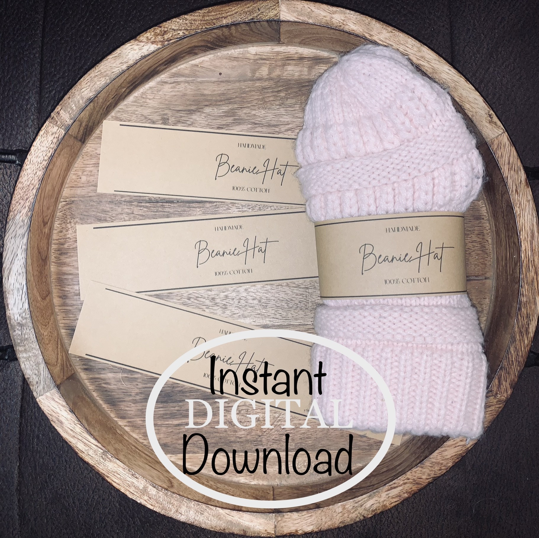 PRINTABLE Beanie Hat Wrap Labels for Crochet/knit Products Professional ...