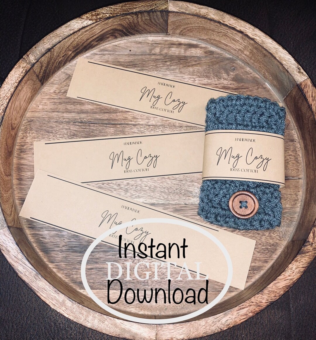 PRINTABLE Mug Cozy Label Wrap for Crochet/knit Products Professional ...
