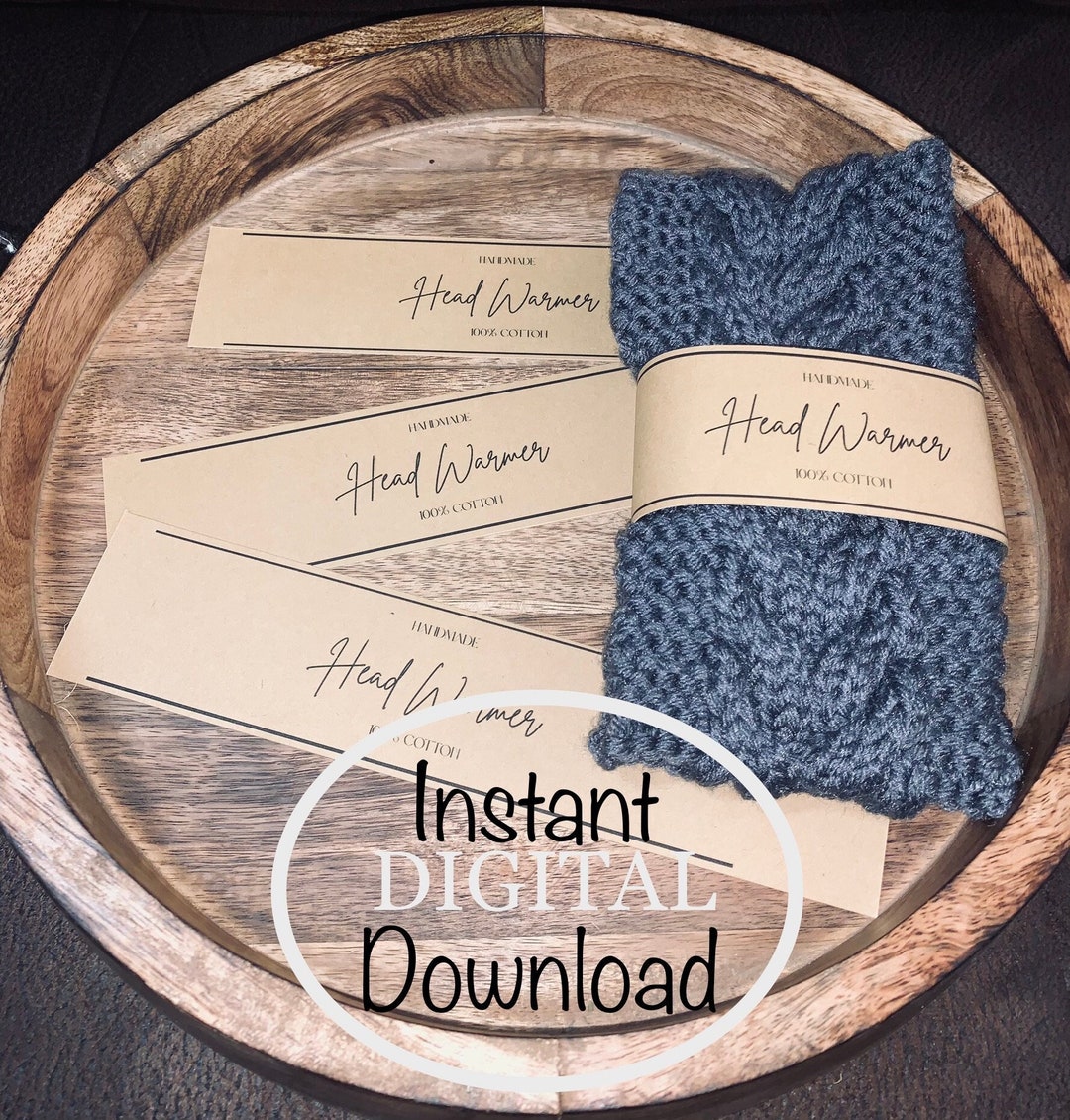 PRINTABLE Head Warmer Wrap Label for Crochet/knit Products Professional ...
