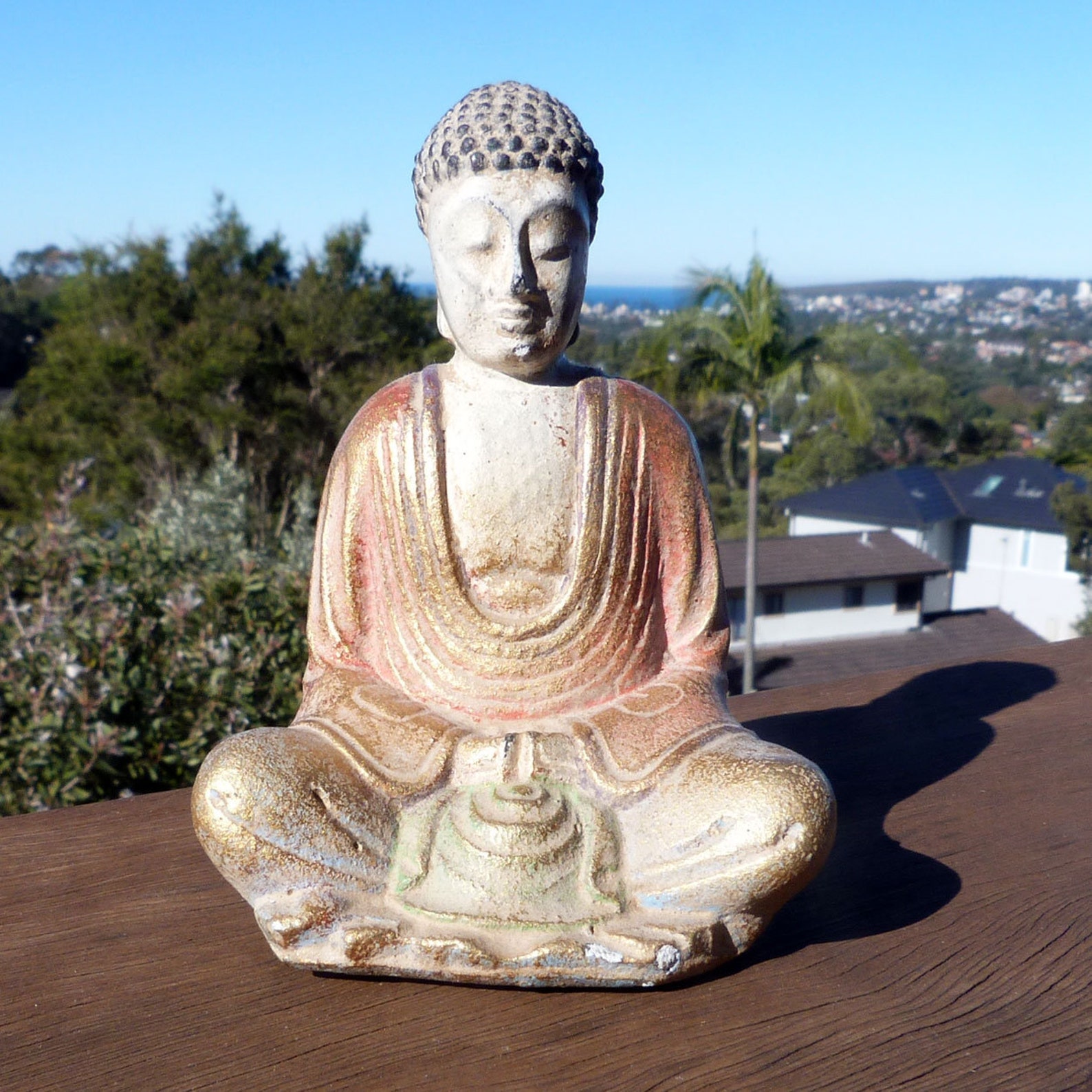 Hand Painted Plaster Buddha Statue - Etsy