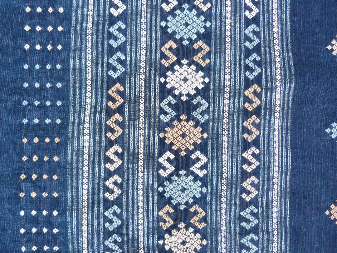 Laos Indigo Dyed Woven Blanket Fabric Old Handmade Textile - Etsy