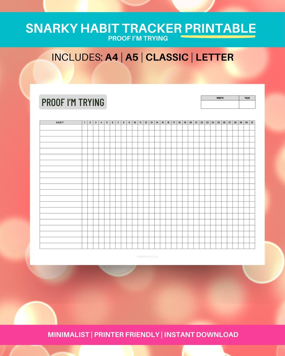 Snarky Habit Tracker Printable, Funny Planner, Downloadable Planner ...
