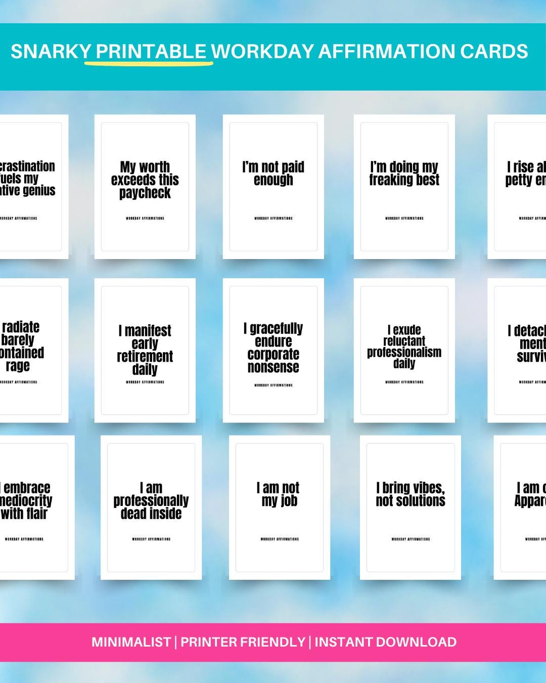 Snarky Affirmations for Work, Work Humor, Office Humor, Funny ...