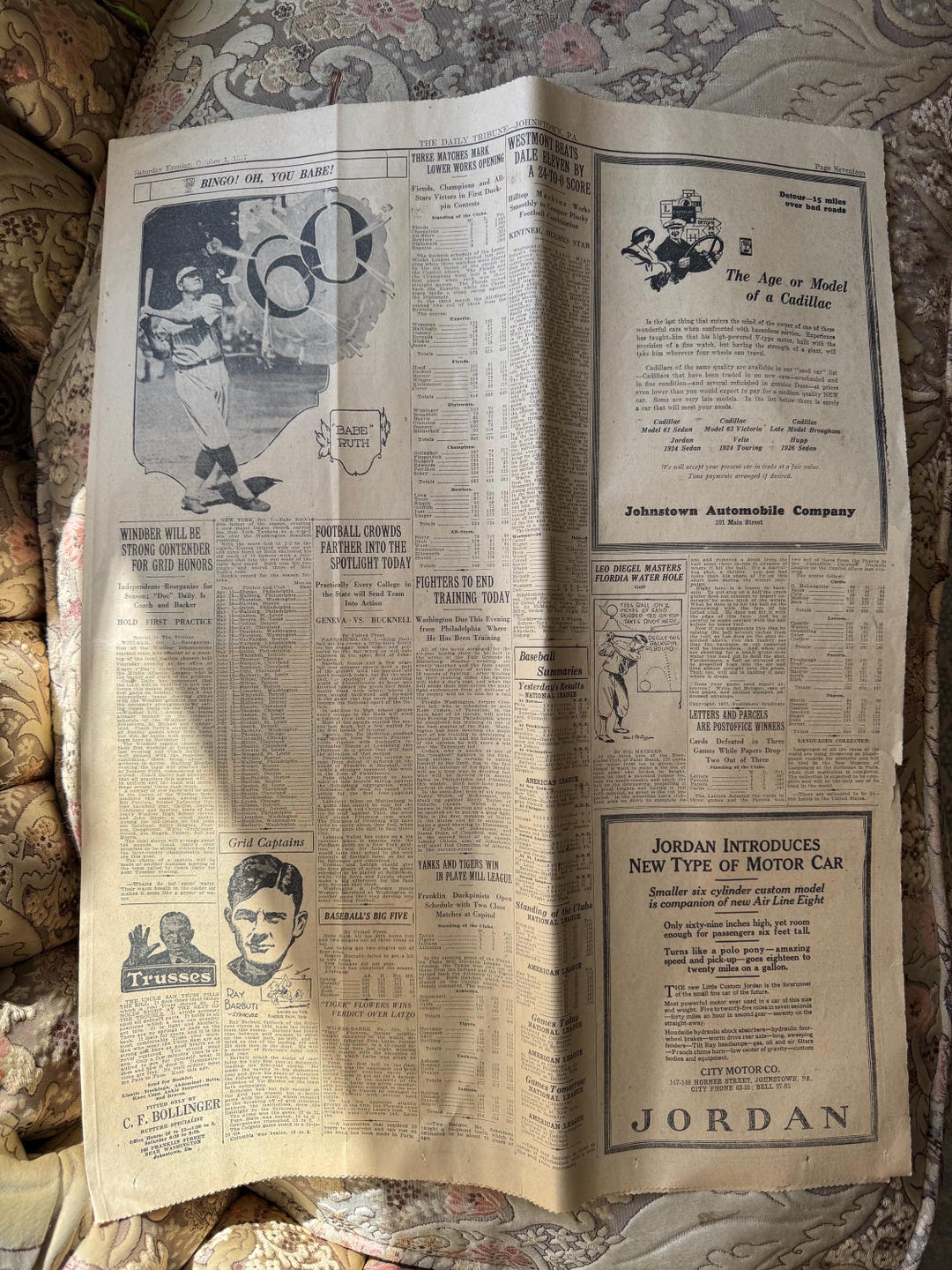 1927 Babe Ruth Newspaper Article ( One Page) - Etsy