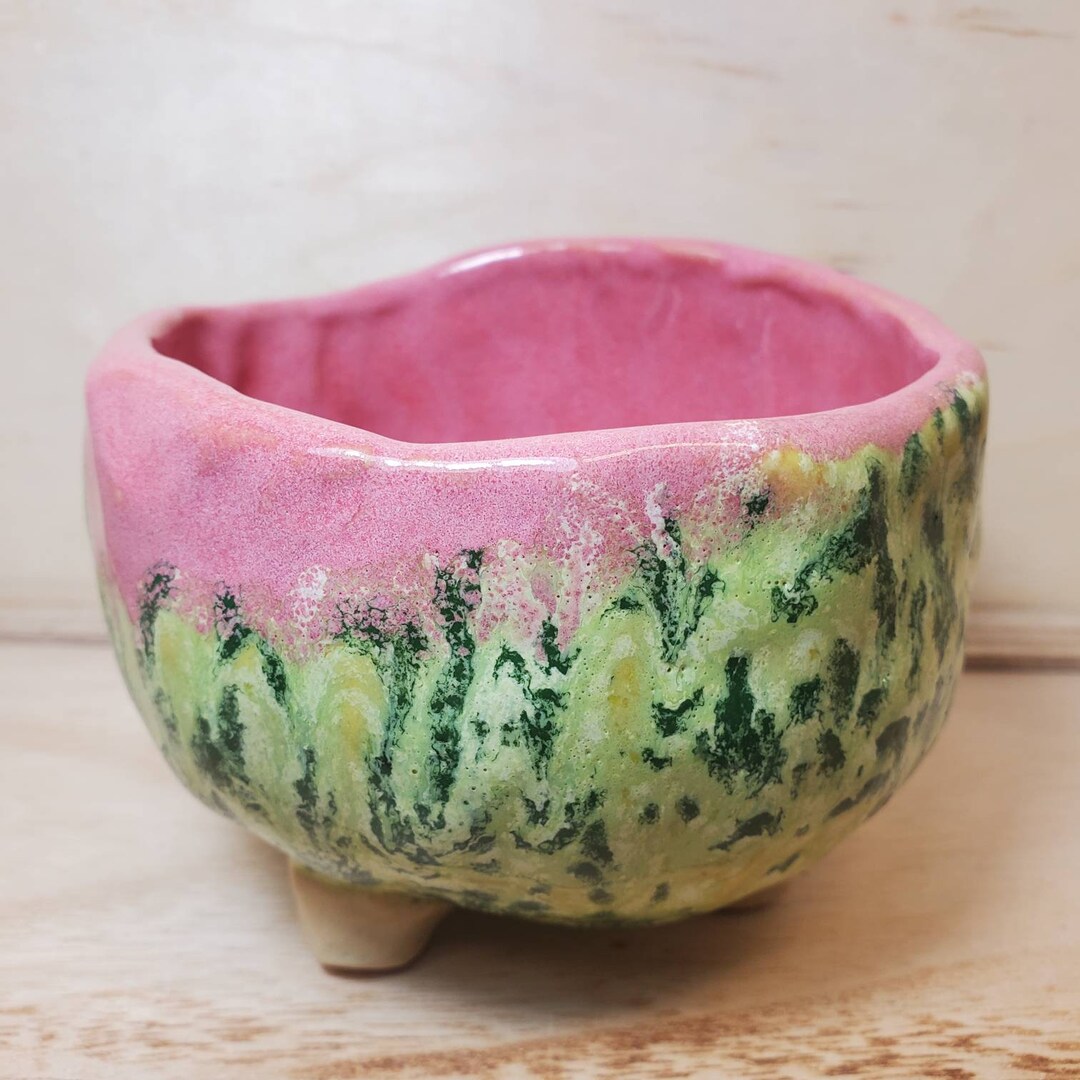 Handmade Watermelon Pinch Pot Flower Pot With Drainage - Etsy