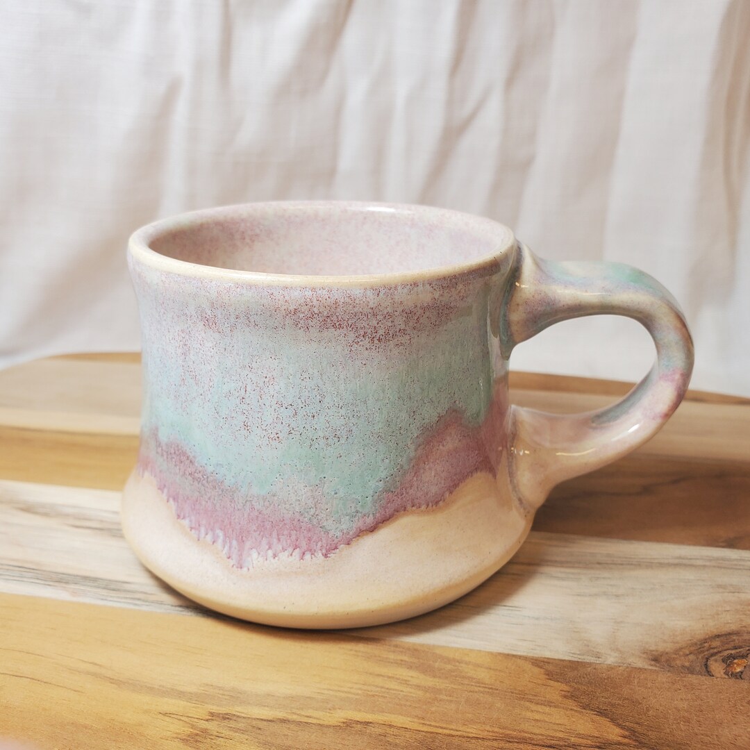 Minty Pink Cafe Style Handmade Pottery Mug - Etsy