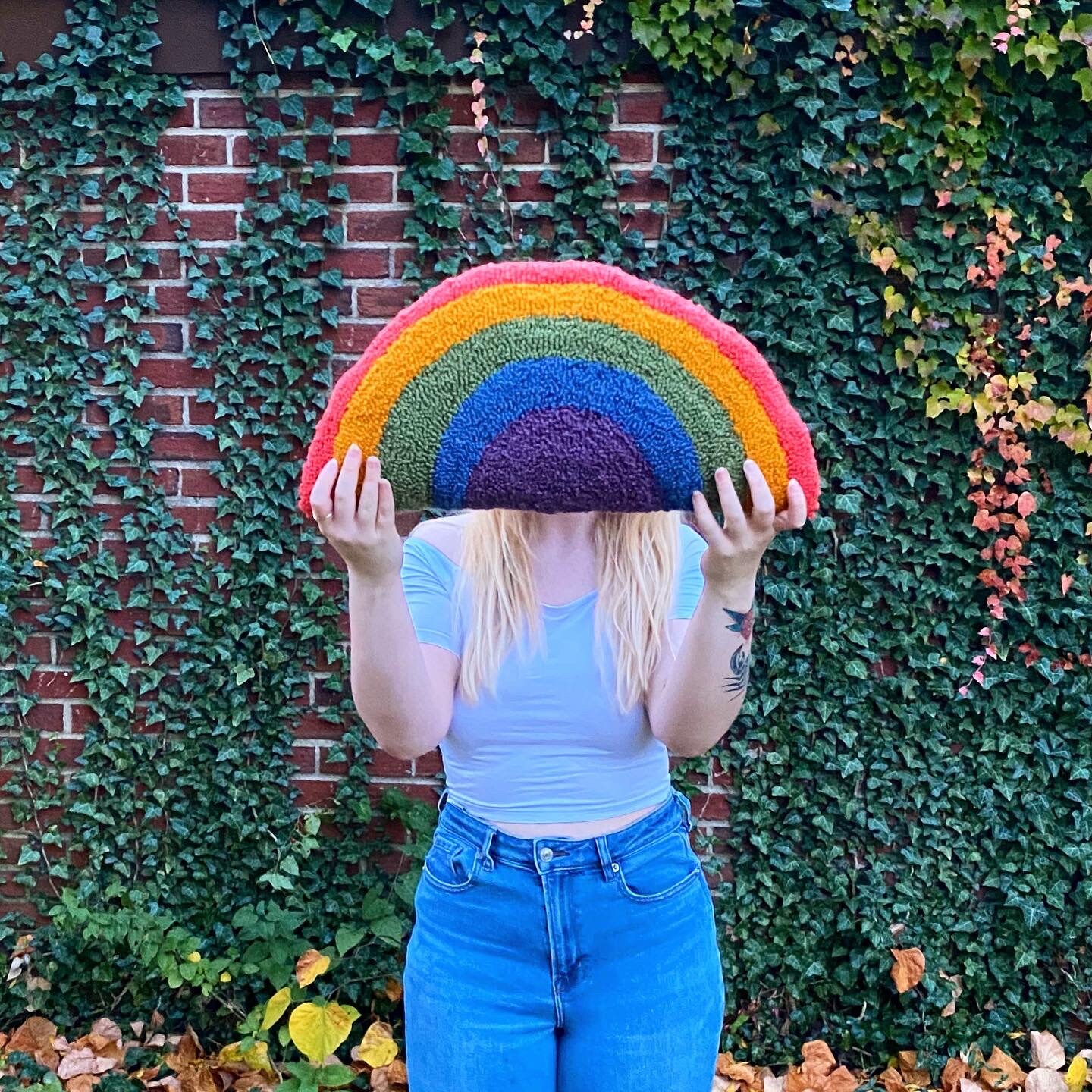 Hand Tufted Rainbow Pillow / 10 x 20 Decorative Punch Needle | Etsy