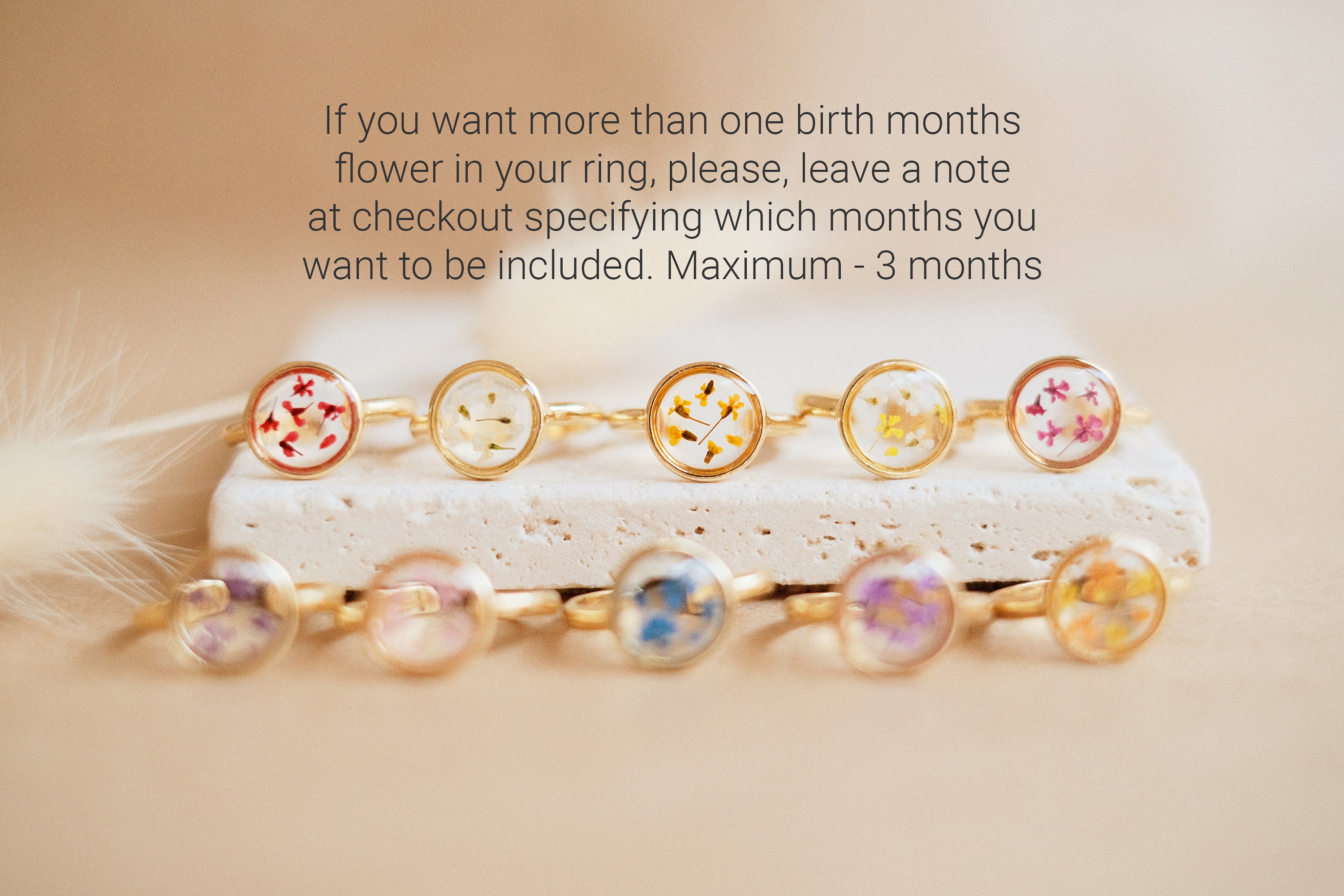 Birth Flower Ring Pressed Flower Ring Gold | Etsy