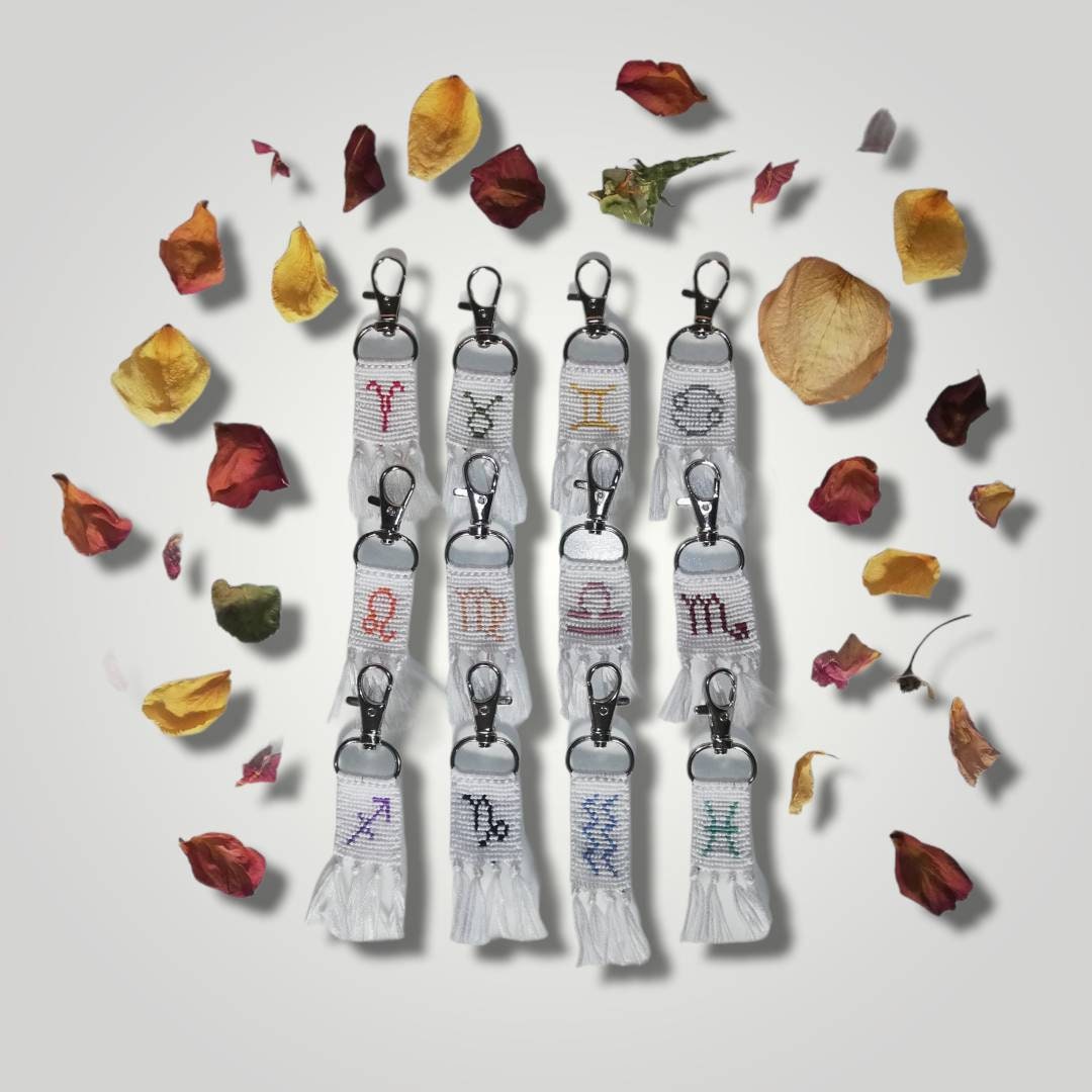 Zodiac Keychain - Astrology Sign Aries Taurus Gemini Cancer Leo Virgo ...