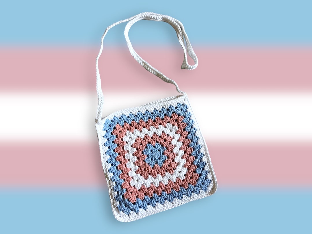 Trans Flag Crochet Bag - Handmade Small Granny Square Bag - Etsy