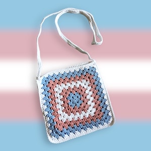 Trans Flag Crochet Bag - Handmade Small Granny Square Bag - Etsy