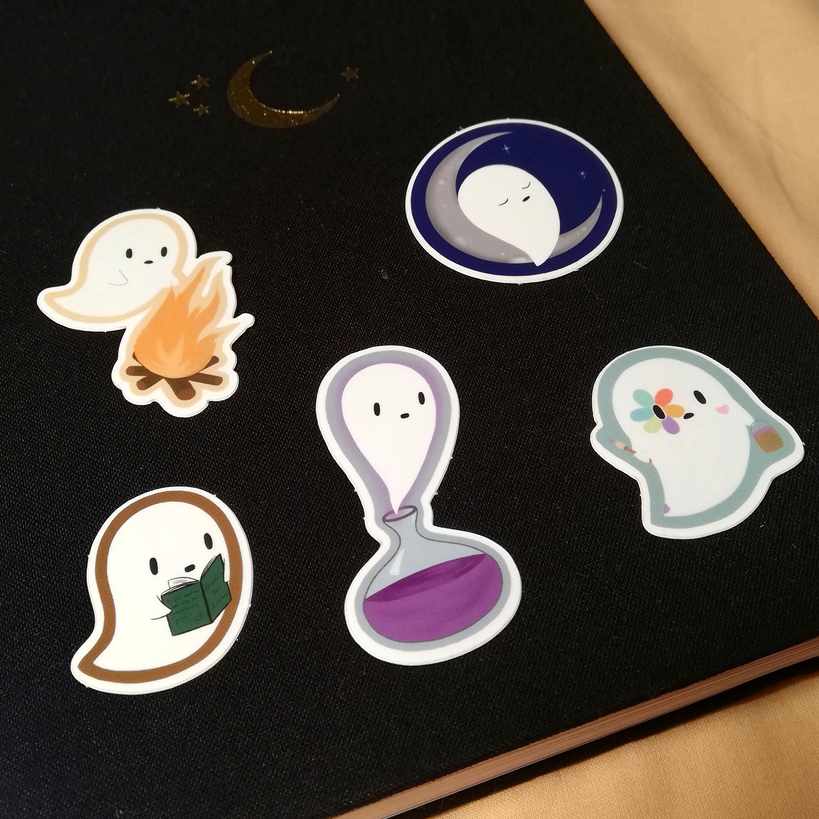 5 PCS Ghost Vinyl Stickers Original Art Cute Ghost - Etsy