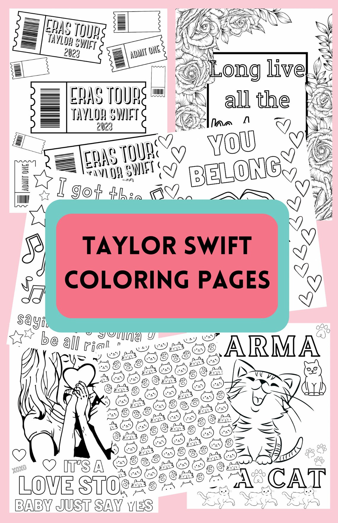 Swifties Coloring Pages - Eras Tour - Taylor Swift Printable - Digital ...