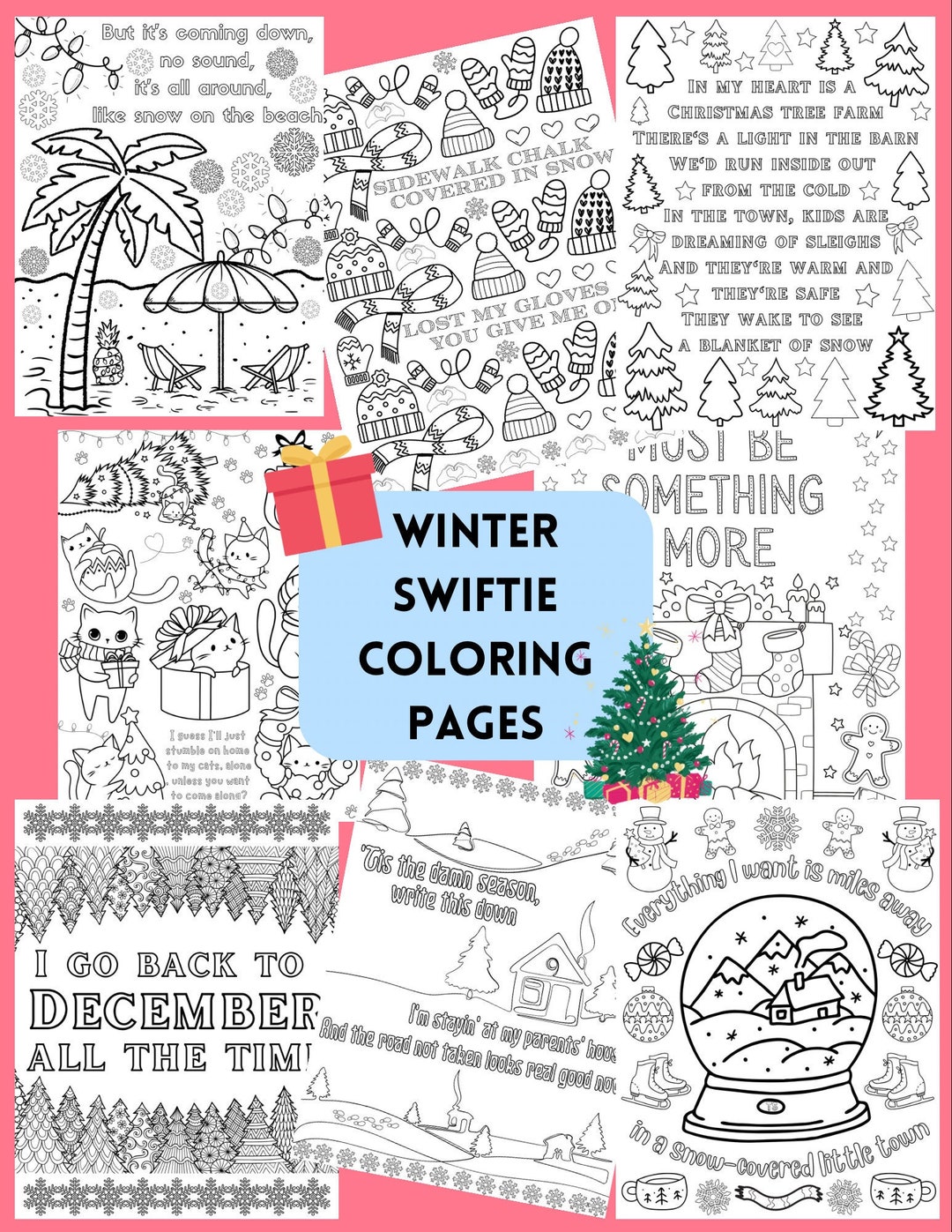 Taylor Swift Winter Coloring Pages - Swiftie Holiday Gifts - Coloring ...