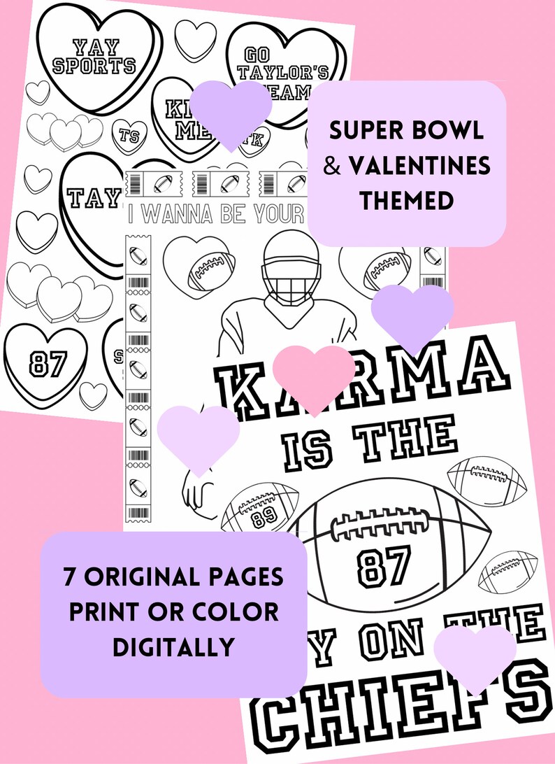 Taylor Swift Super Bowl Coloring Book - Swifties Valentines Coloring ...