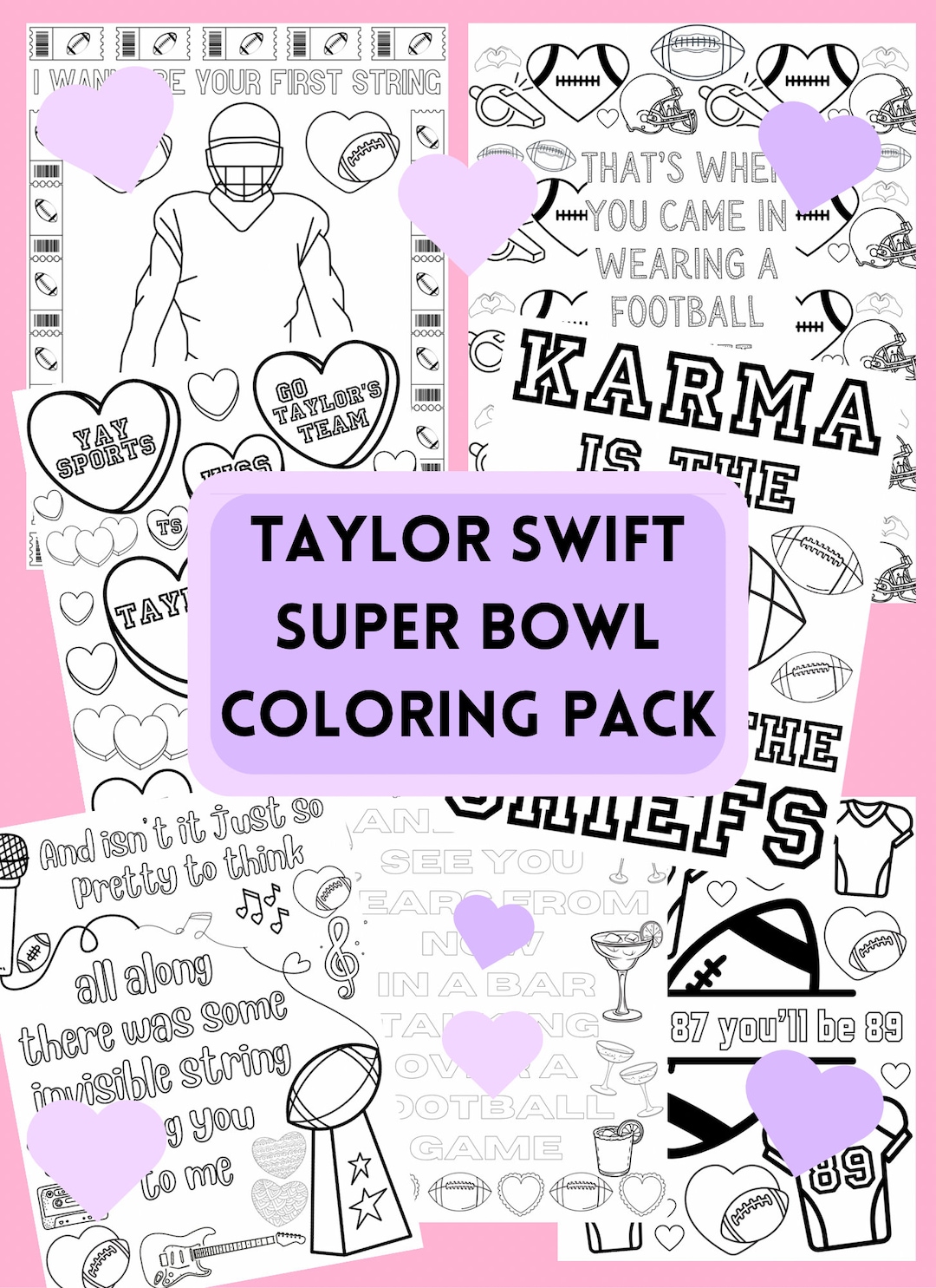 Taylor Swift Super Bowl Coloring Book - Swifties Valentines Coloring ...