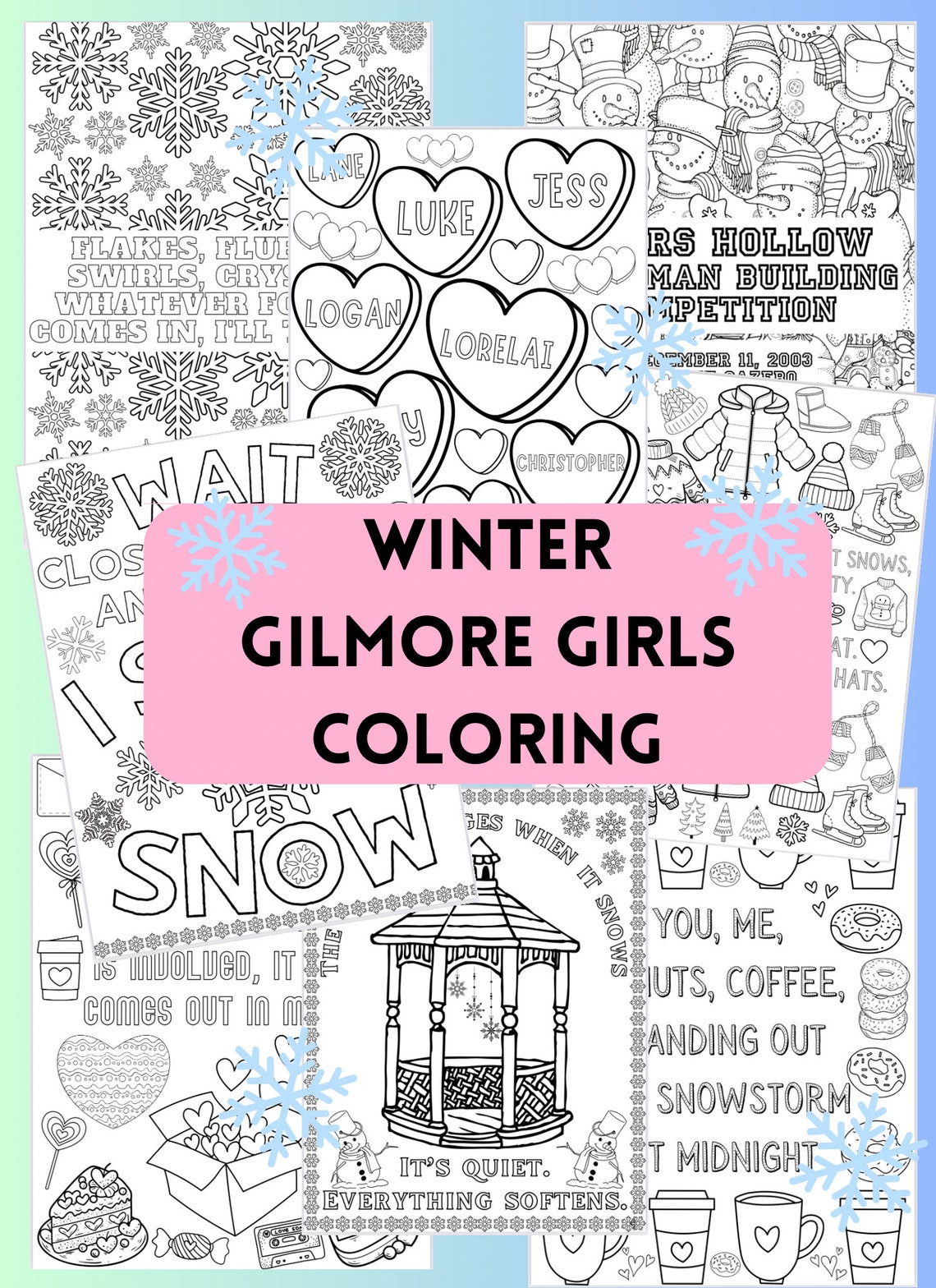 Winter Gilmore Girls Coloring Pages: Stars Hollow Printable (digital ...