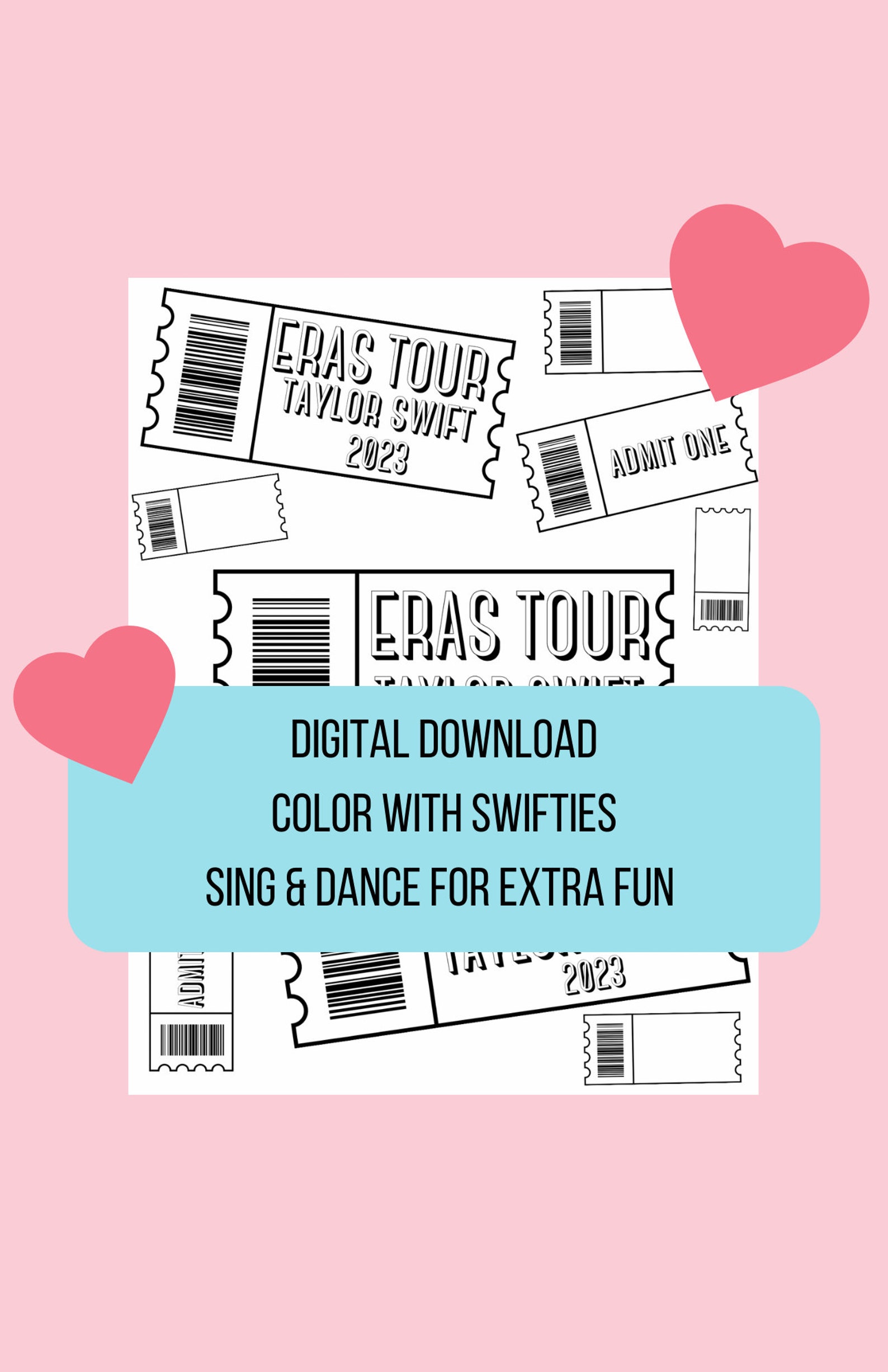 Swifties Coloring Pages - Eras Tour - Taylor Swift Printable - Digital ...