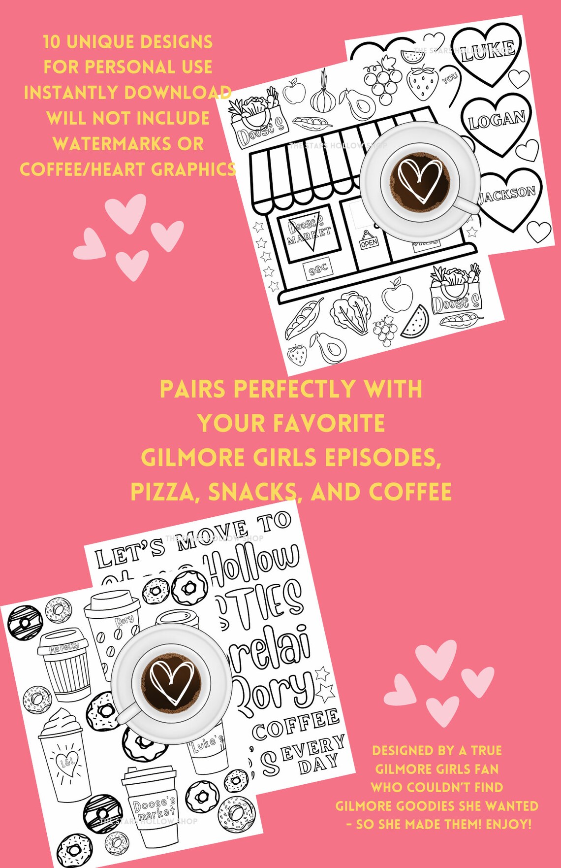 Gilmore Girls Coloring Pages Pack - TV Coloring Book - Gilmore Girls ...