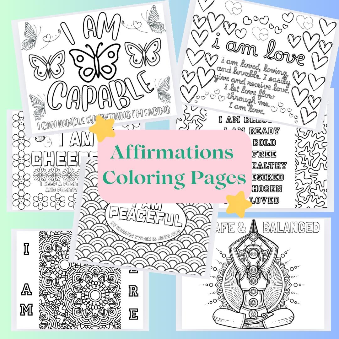 Positive Affirmations Coloring Book: Uplifting Designs (digital ...