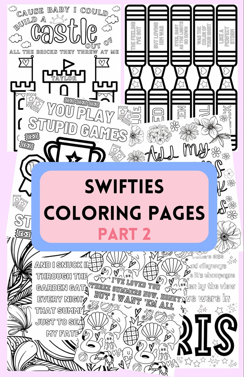 Taylor Swift Coloring Book - Taylor Swift Activity - Etsy